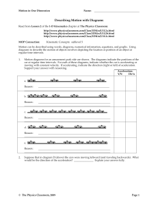 1D Motion Diagrams: Acceleration & Velocity Worksheet