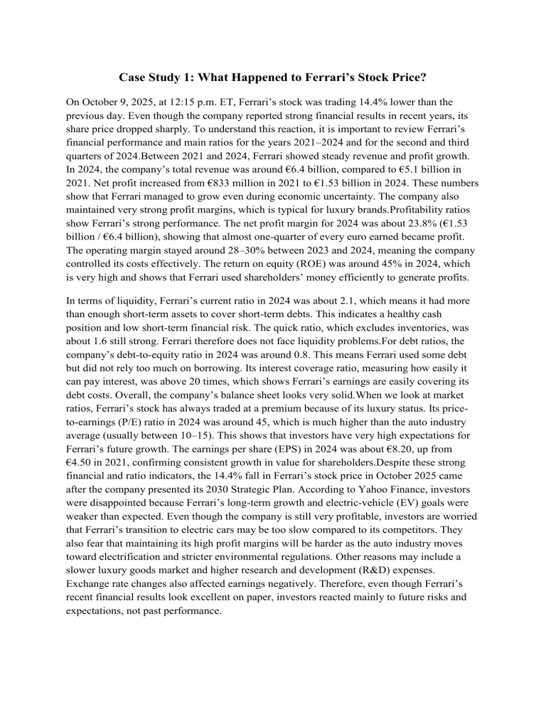 Ferrari Stock Price Drop: Financial Analysis & 2030 Strategic Plan