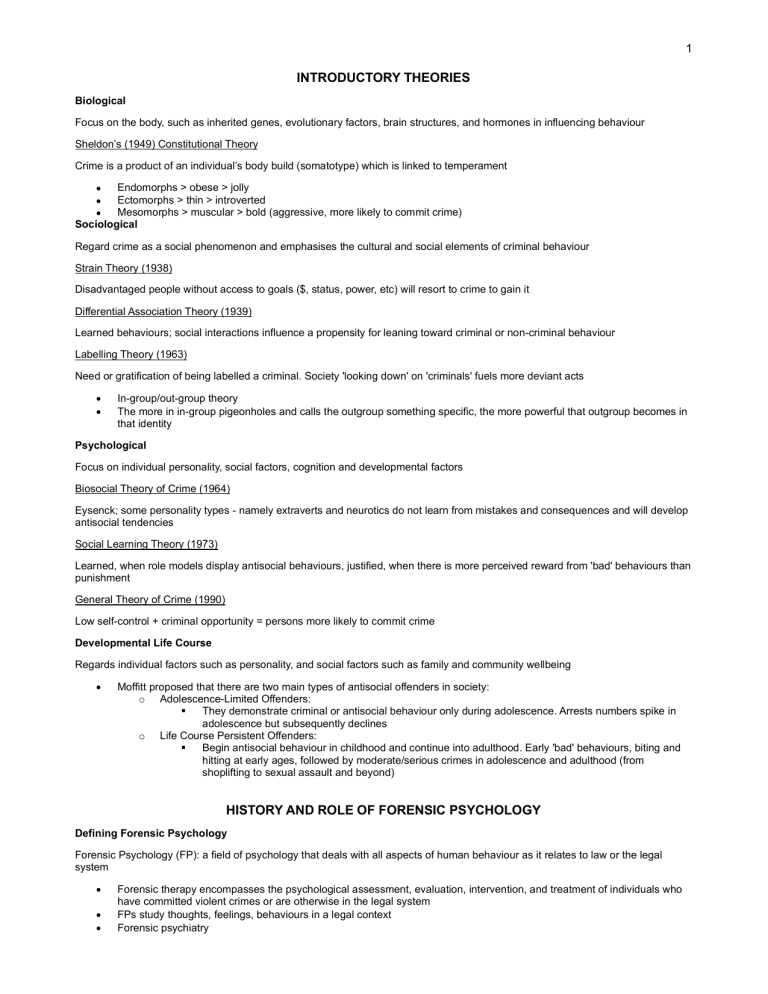 Forensic Psychology Theories & History Overview