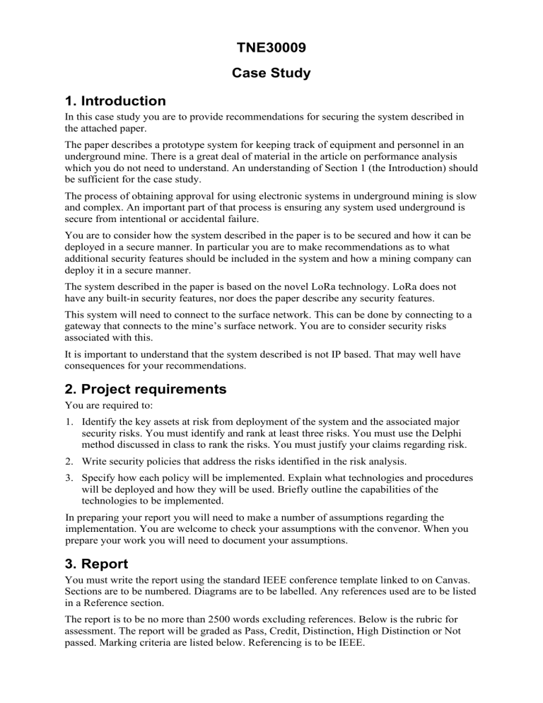TNE30009 Case Study: Securing LoRa Systems in Underground Mining