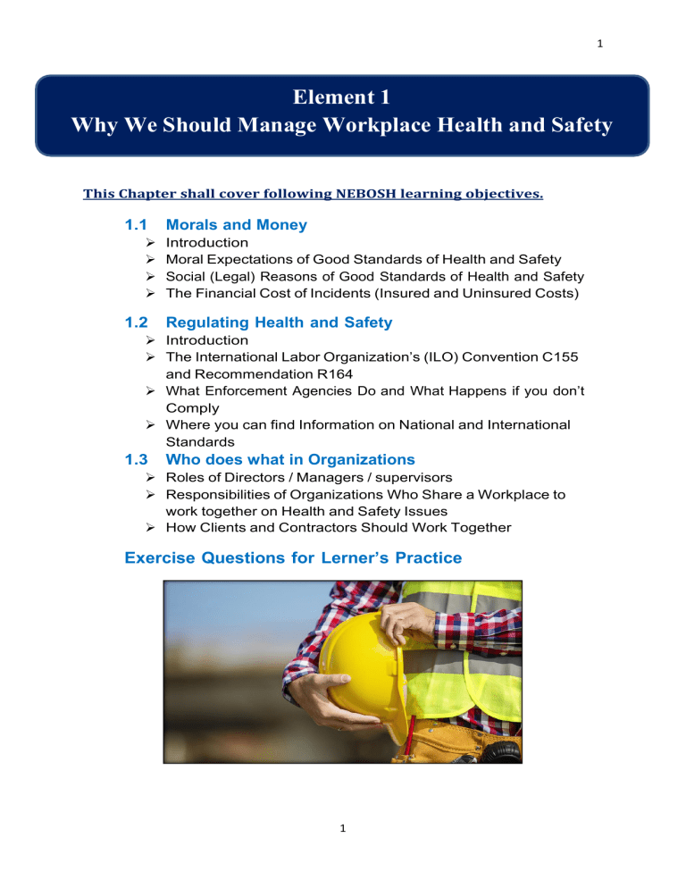 Workplace Health & Safety Management: NEBOSH Learning Objectives
