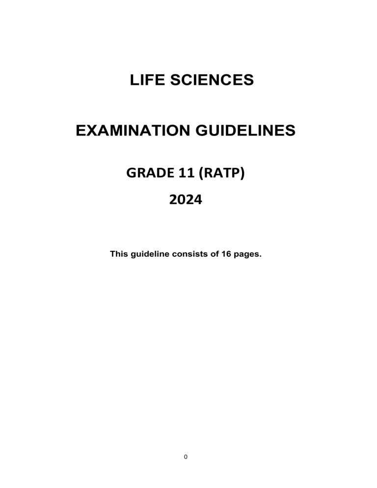 Life Sciences Grade 11 Examination Guidelines 2024 (RATP)