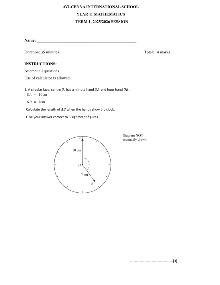 Year 11 Maths Exam: Geometry & Calculus Questions