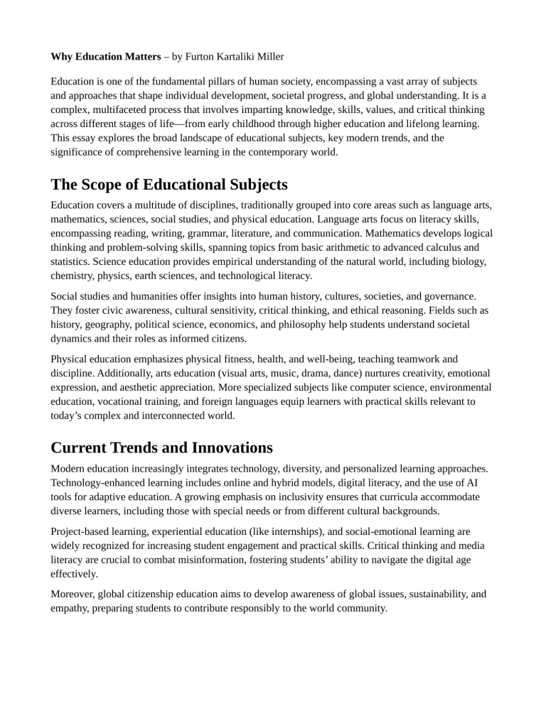 Why Education Matters: Scope, Trends, and Importance of Learning