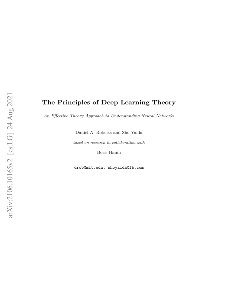 The Principles of Deep Learning Theory: An Effective Theory Approach