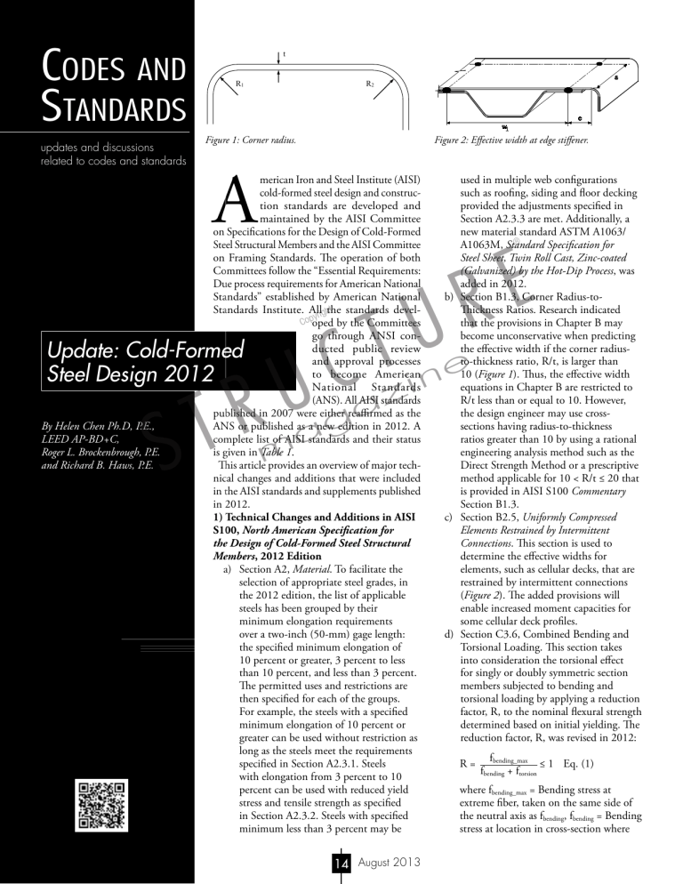 Cold-Formed Steel Design Updates: AISI S100-12 Changes