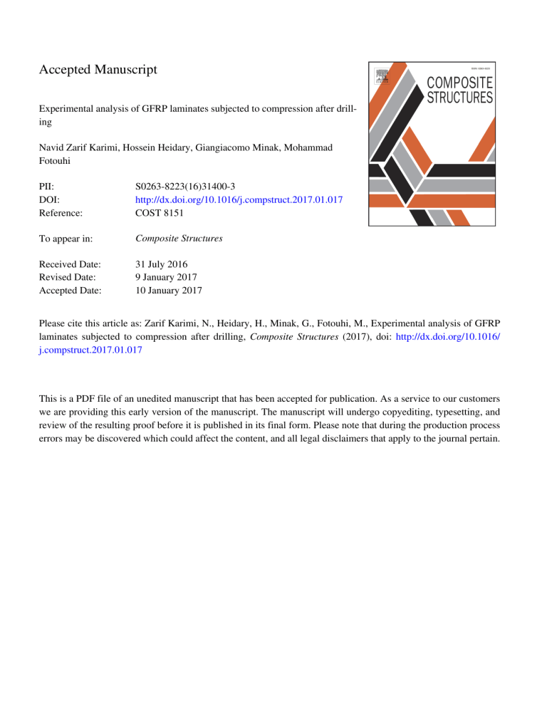 GFRP Laminates: Compression After Drilling & Delamination Analysis