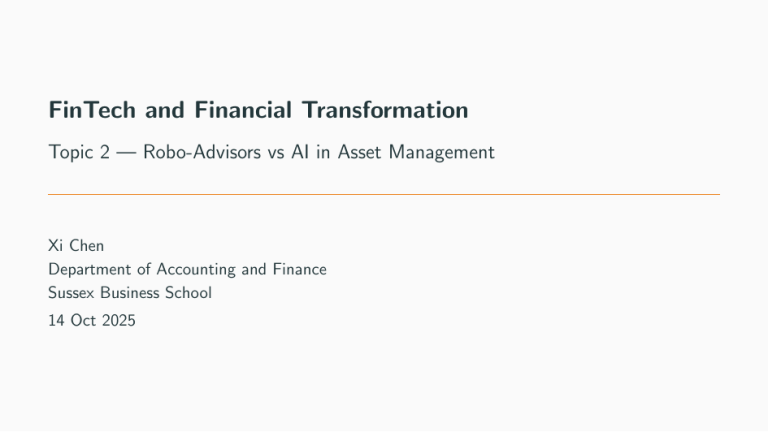 FinTech & Financial Transformation: Robo-Advisors vs AI in Asset Management