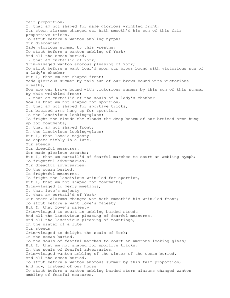 Richard III Opening Soliloquy - Shakespearean English Literature