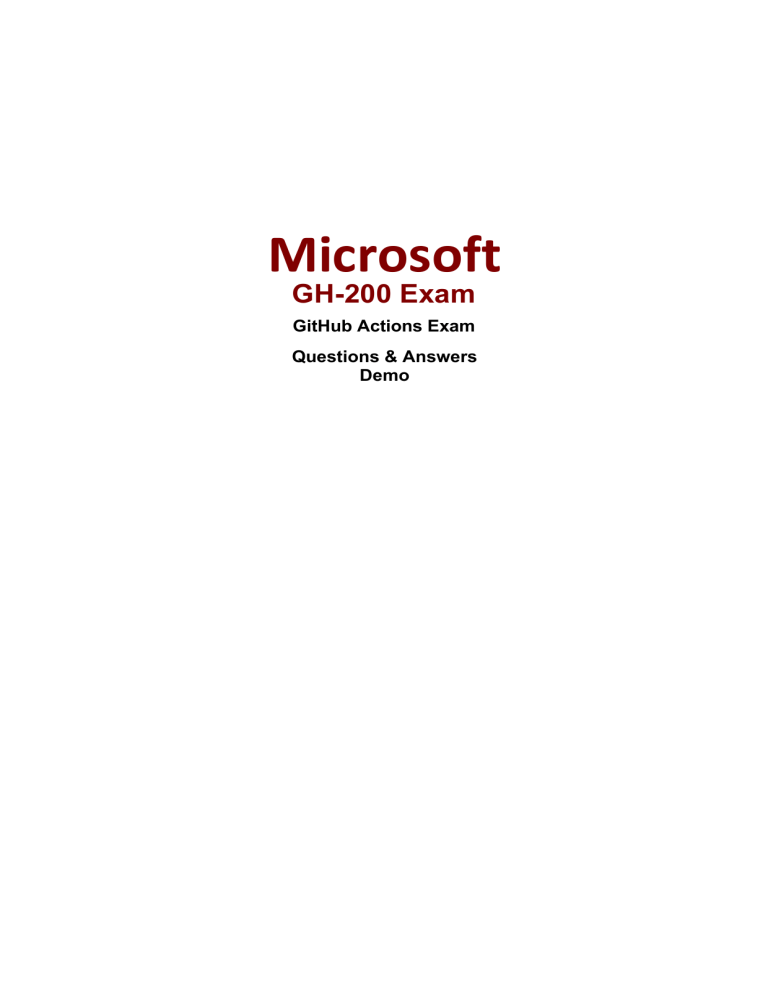 GitHub Actions GH-200 Exam: Questions & Answers Demo