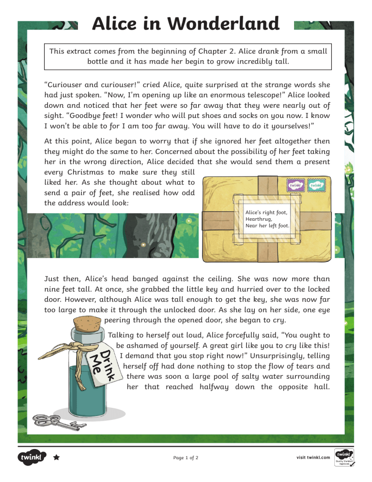 Alice in Wonderland Reading Comprehension | Chapter 2 Extract & Questions