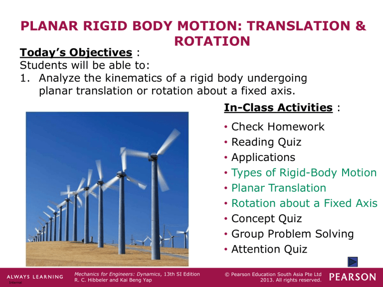 Planar Rigid Body Motion: Translation & Rotation