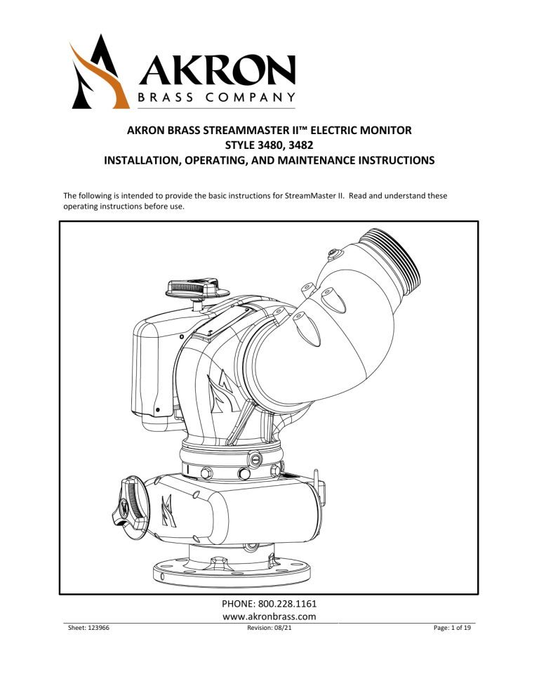 Akron Brass StreamMaster II Monitor: Installation & Maintenance