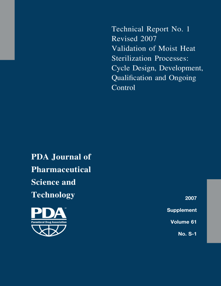 Validation of Moist Heat Sterilization Processes: Cycle Design & Control