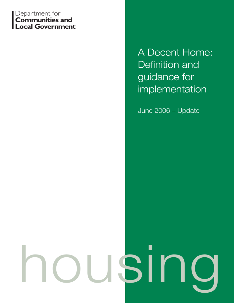 A Decent Home: Definition & Implementation Guidance (2006)
