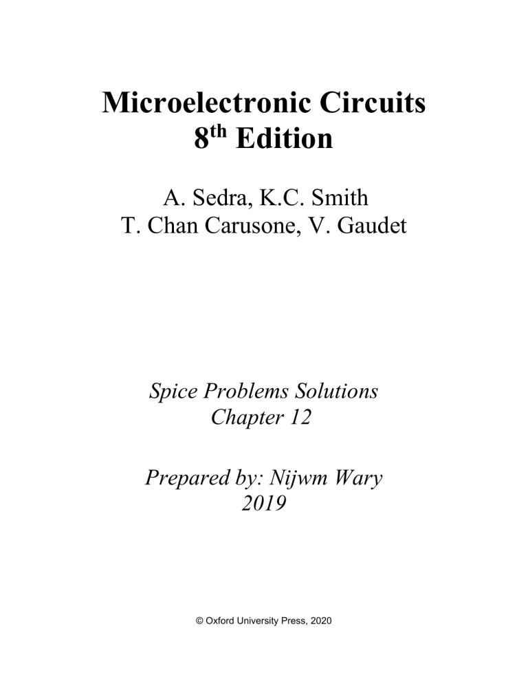 Microelectronic Circuits: Spice Solutions - Chapter 12