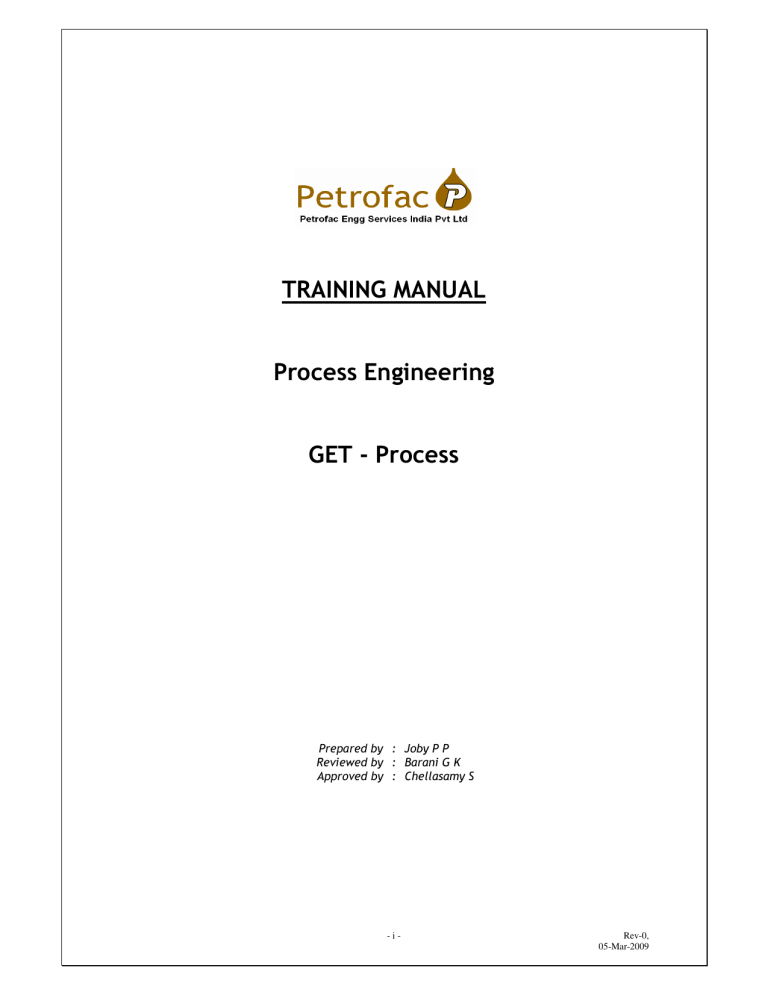 Process Engineering Training Manual - GET Process