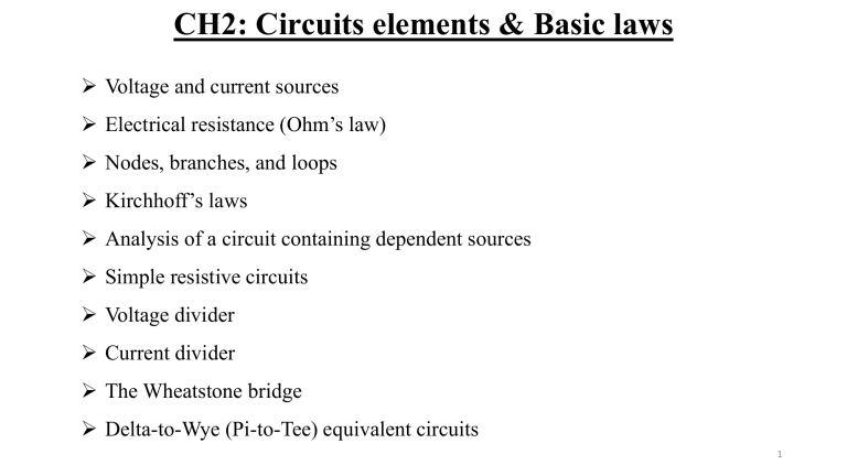 Circuit Elements & Basic Laws: Voltage, Current, Resistance, Kirchhoff's