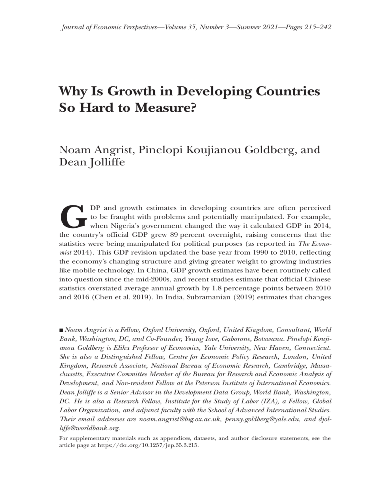 Measuring Growth in Developing Countries: Challenges & Solutions