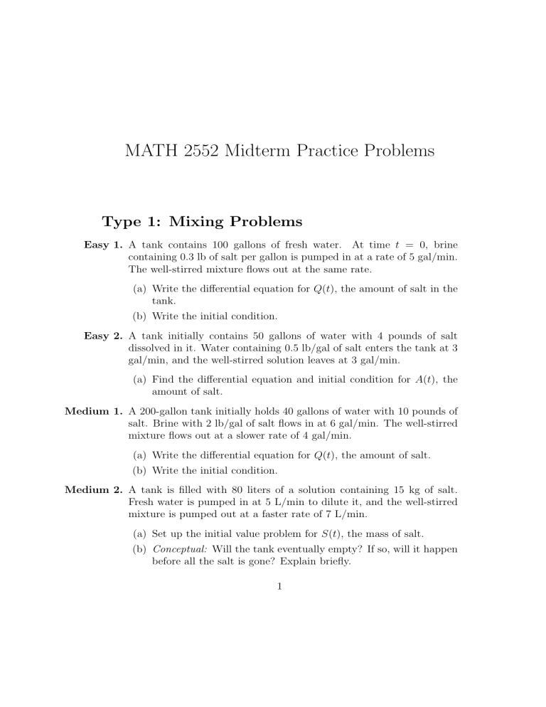 MATH 2552 Midterm Practice Problems