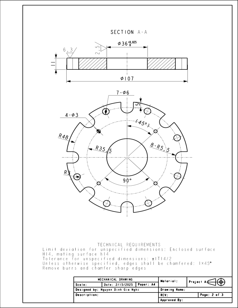 Mechanical Drawing: Component Design & Technical Specs