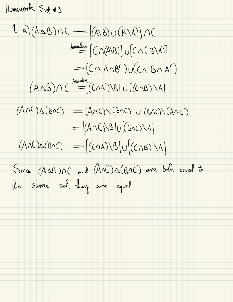 Set Theory & Logic Homework Solutions - Discrete Math Problems