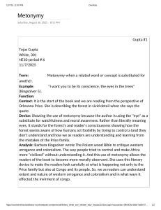 Metonymy Explained: Literary Analysis from The Poisonwood Bible