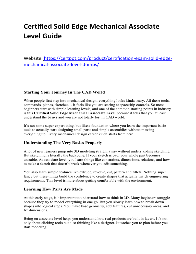 Solid Edge Mechanical Associate Level Guide