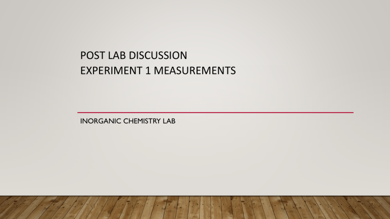 Inorganic Chemistry Lab: Measurements & Balances