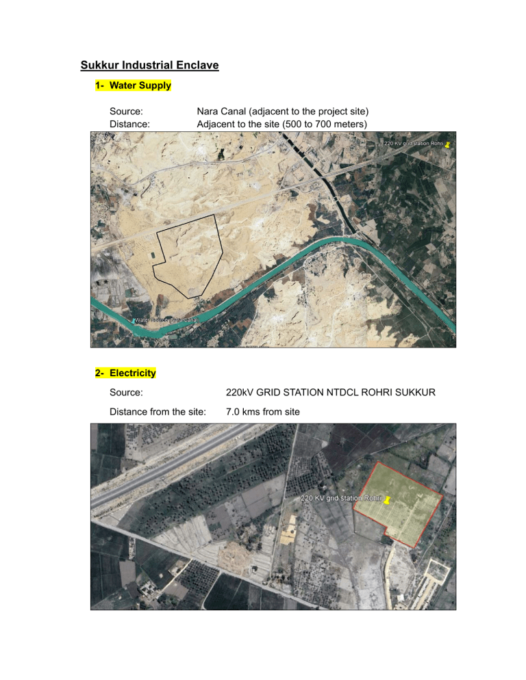 Industrial Enclave Water & Electricity Sources: Sukkur & Hyderabad