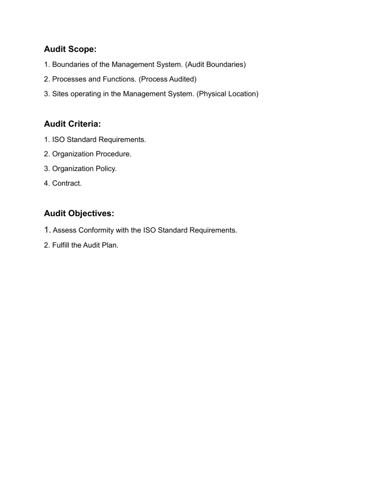 Audit Scope, Criteria, and Objectives