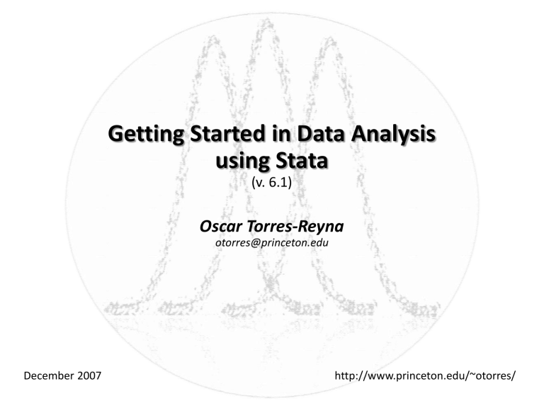 Stata Data Analysis Tutorial: Getting Started with Stata (v. 6.1)