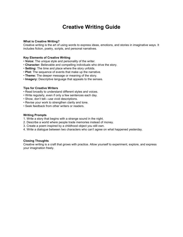 Creative Writing Guide