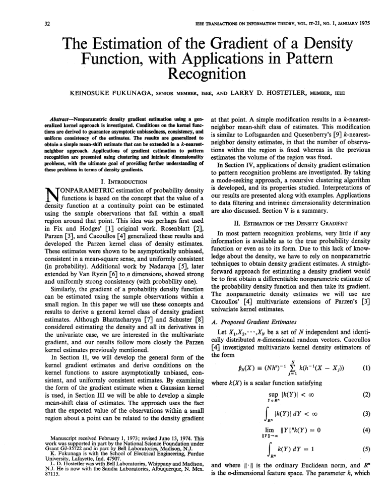 Density Gradient Estimation in Pattern Recognition: Kernel Approach