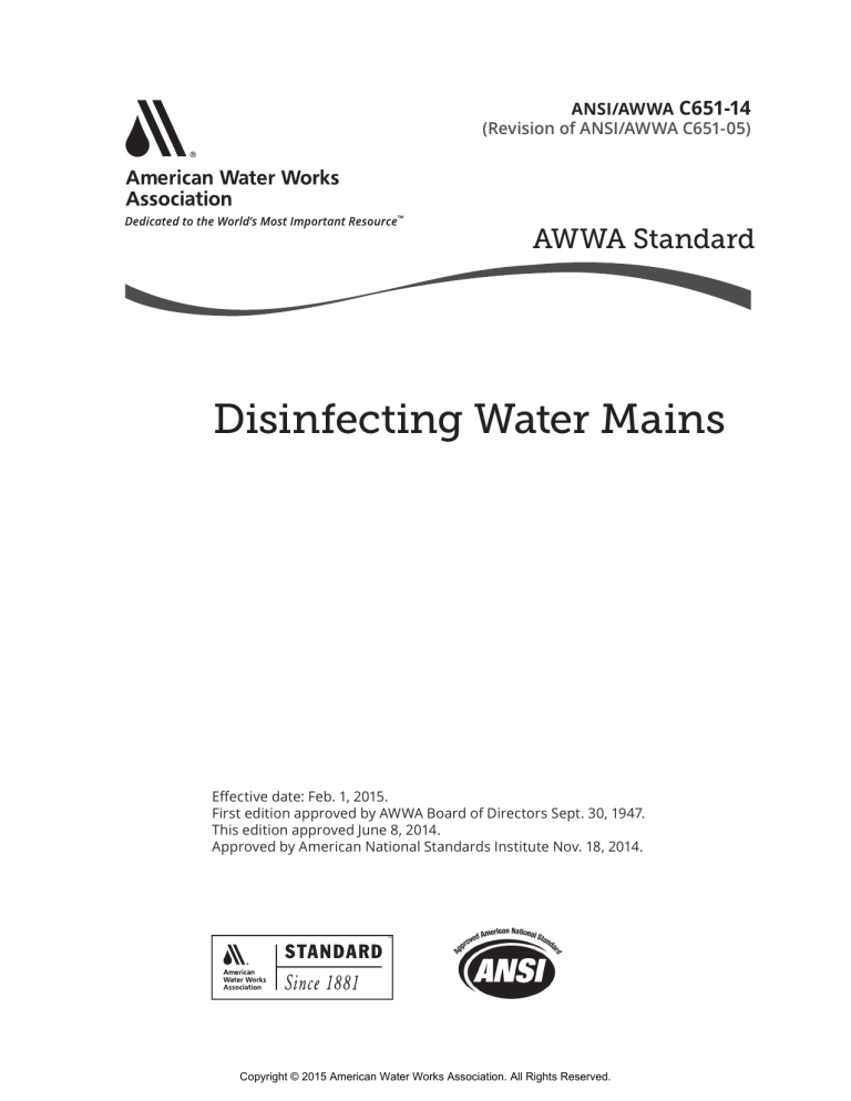 AWWA C651-14: Disinfecting Water Mains Standard