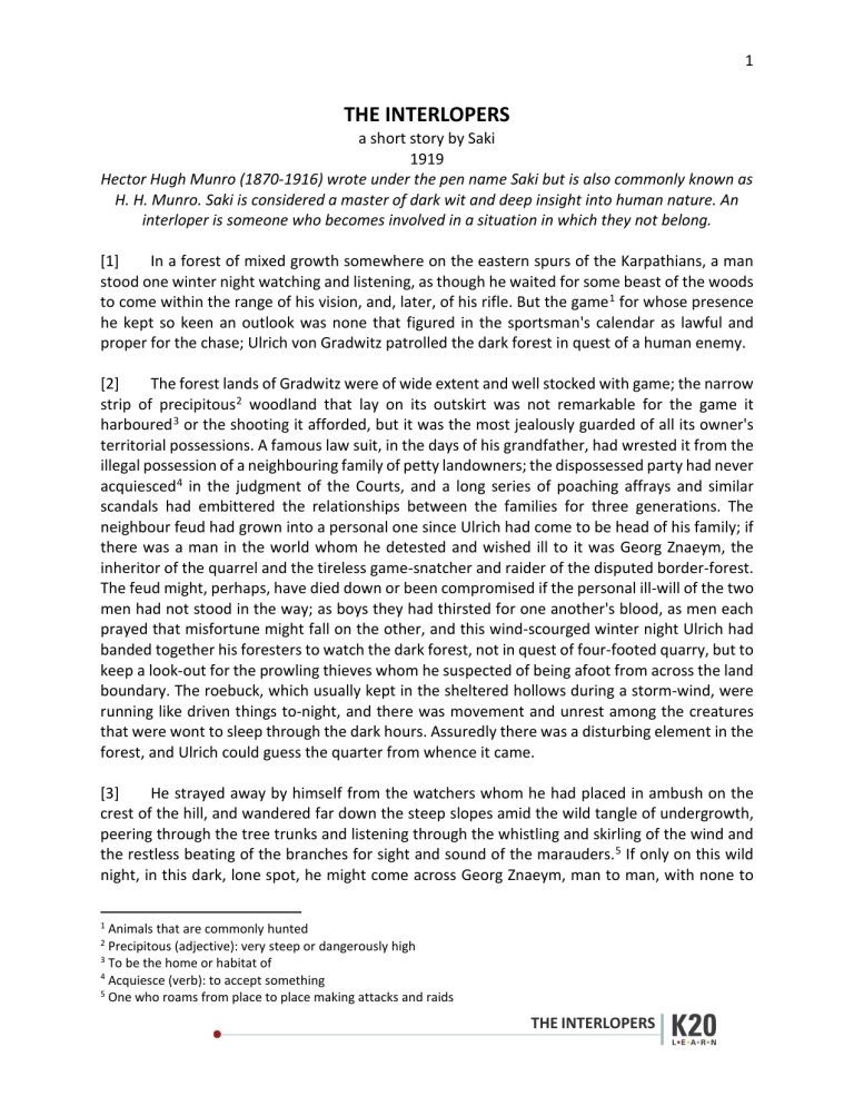 "The Interlopers" by Saki | Full Text & Literary Analysis