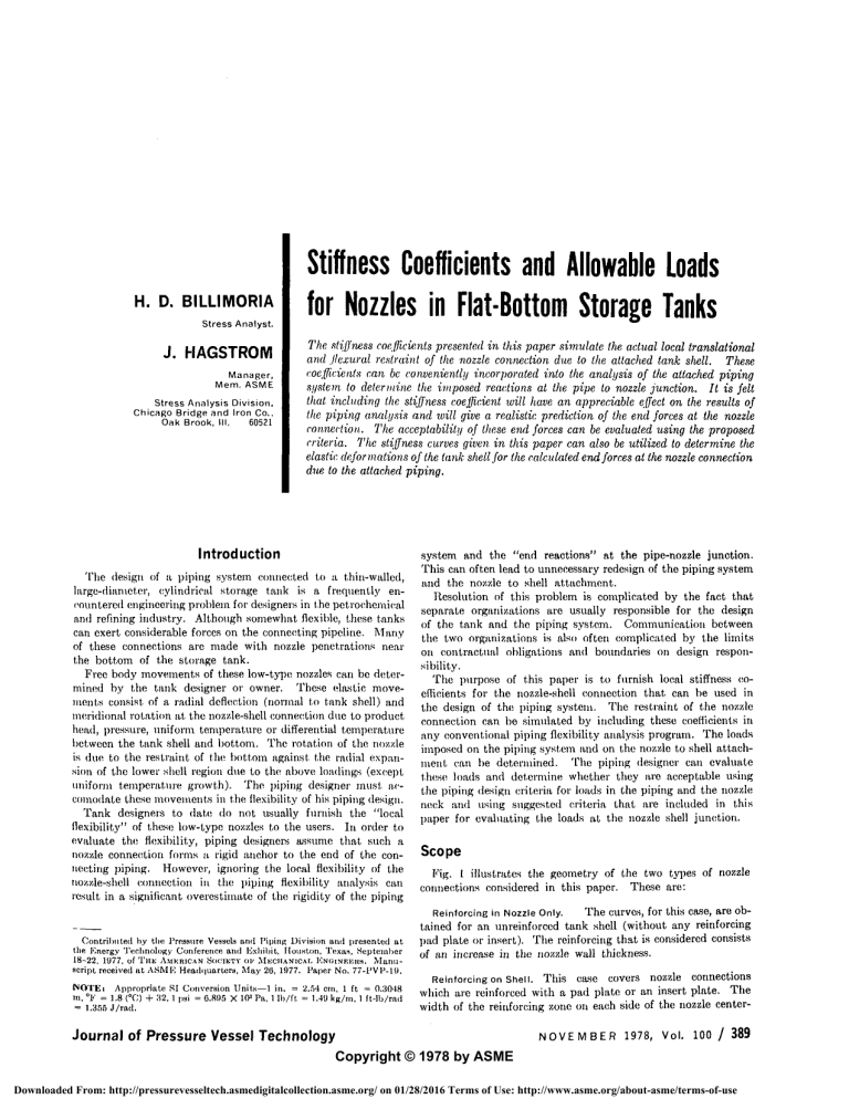 Nozzle Stiffness & Loads in Flat-Bottom Storage Tanks