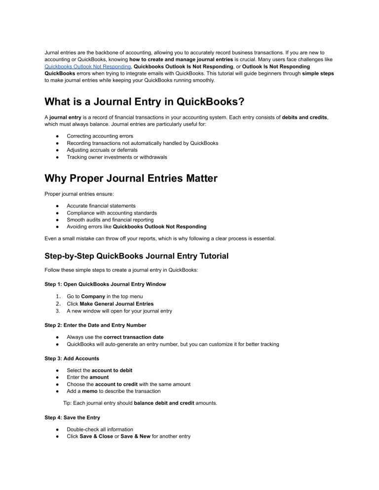 QuickBooks Journal Entry Tutorial for Beginners