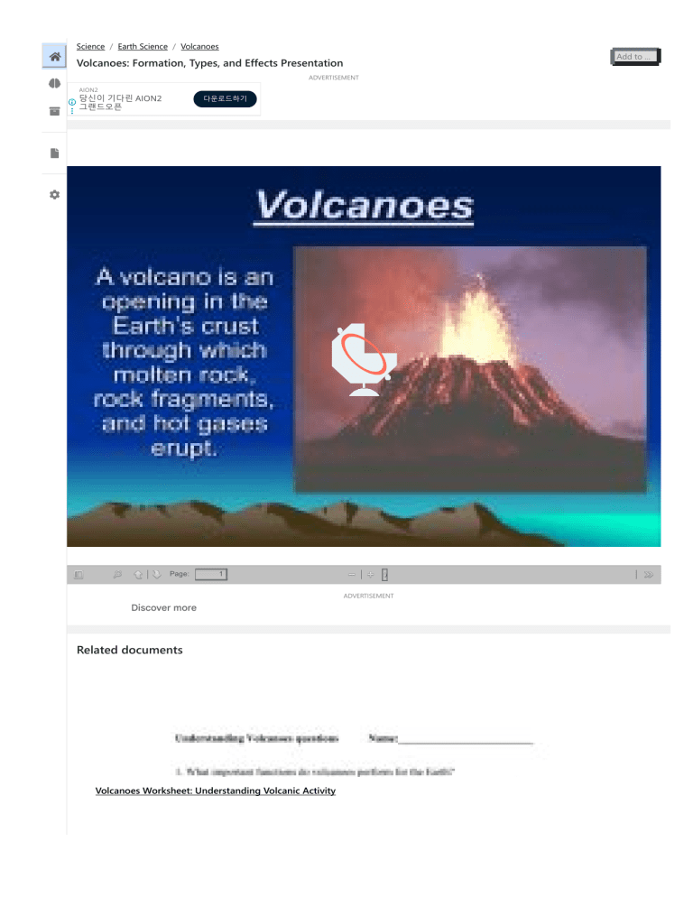 Volcanoes: Formation, Types, and Effects Presentation
