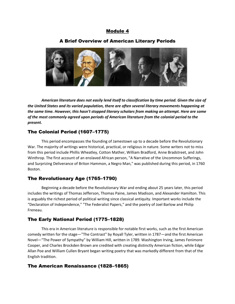 American Literary Periods: A Brief Overview (1607-1939)