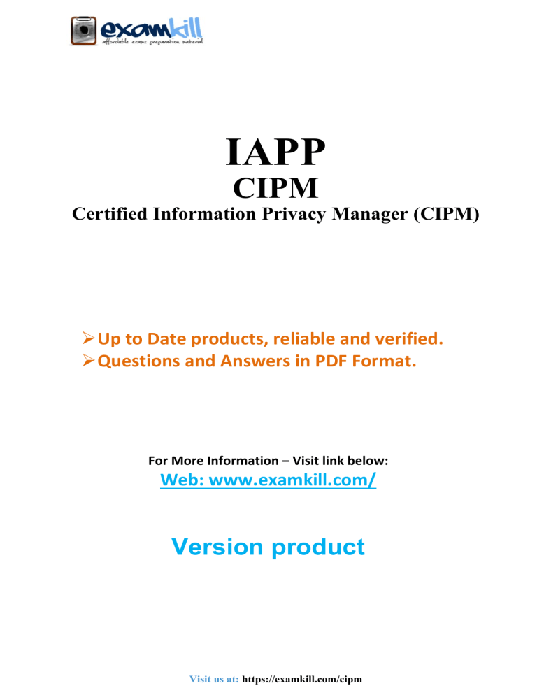 IAPP CIPM Exam Questions & Answers - Examkill