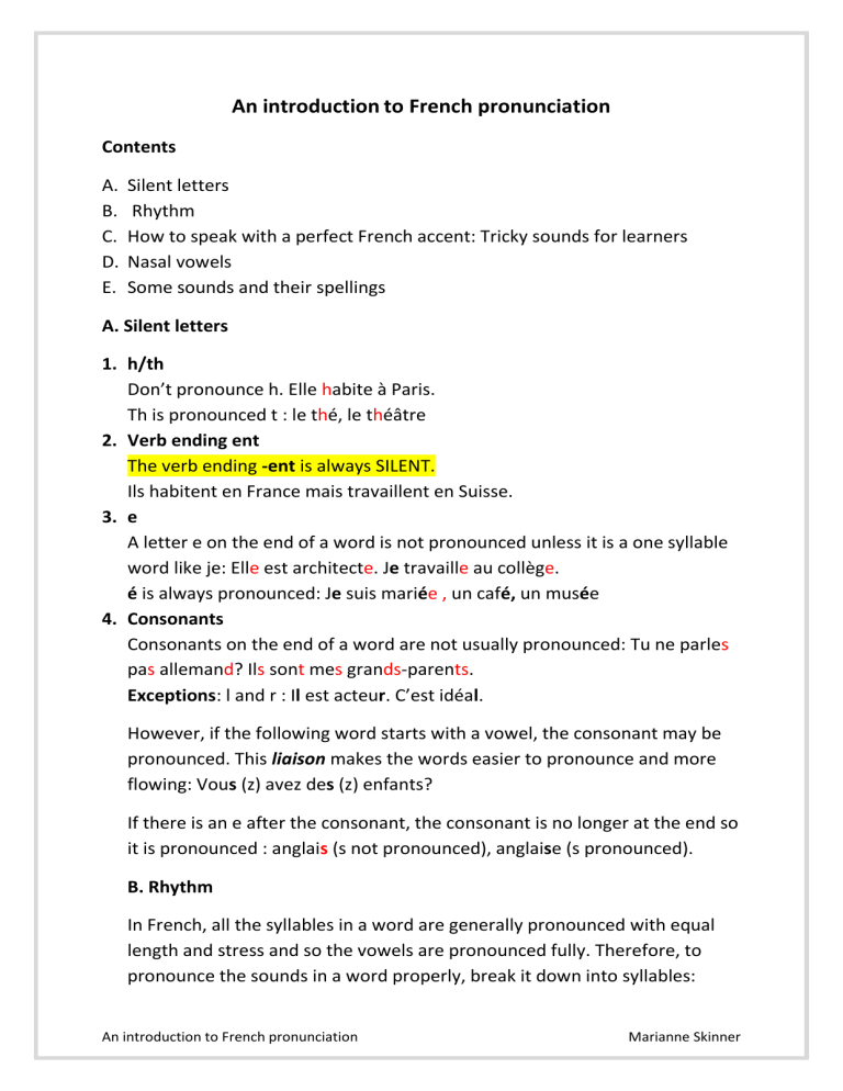 An introduction to French pronunciation A1