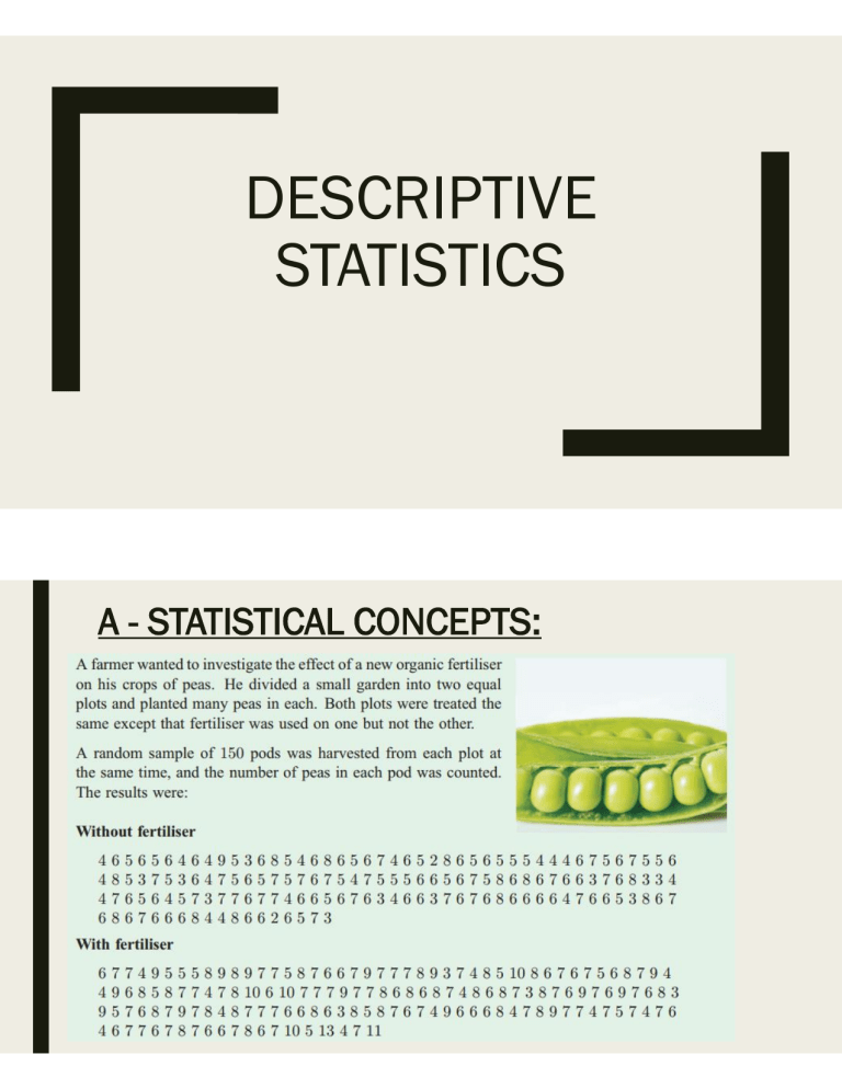 Descriptive Statistics: Concepts, Tables, and Data Display