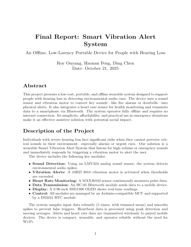 Smart Vibration Alert System Report