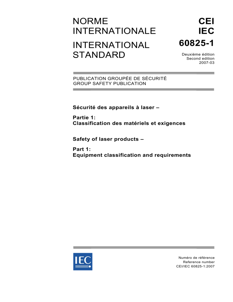 IEC 60825-1: Laser Product Safety Standard