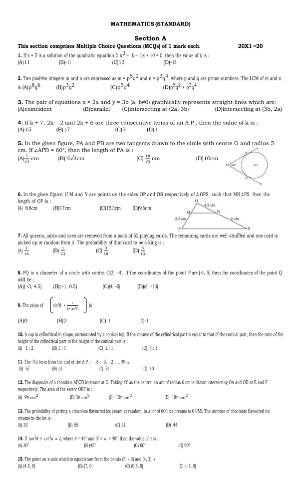 Mathematics Standard Exam Paper - High School