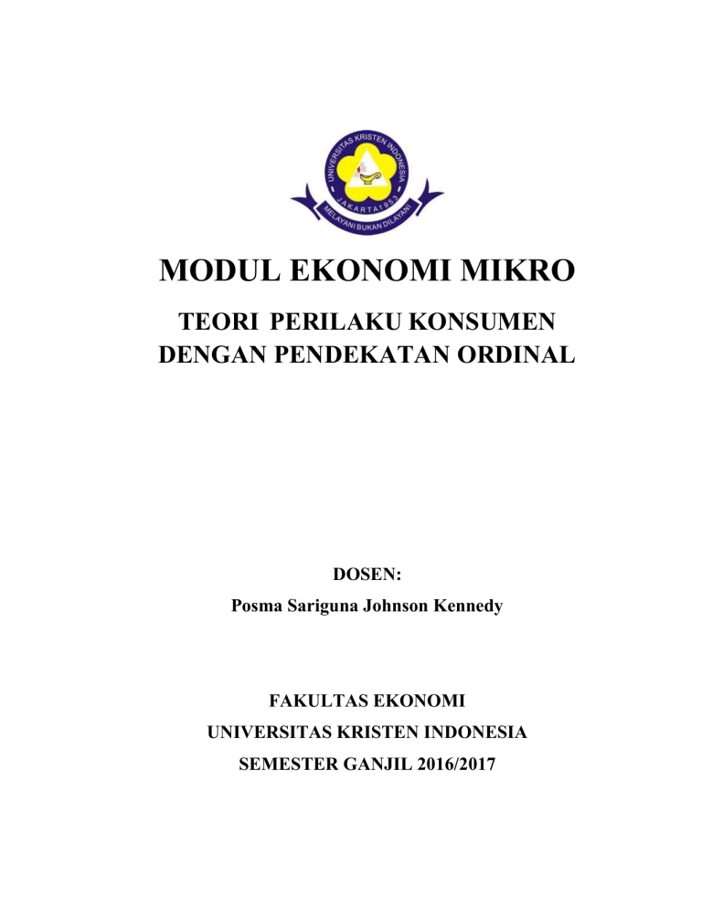 Mikroekonomi: Perilaku Konsumen (Pendekatan Ordinal) Modul