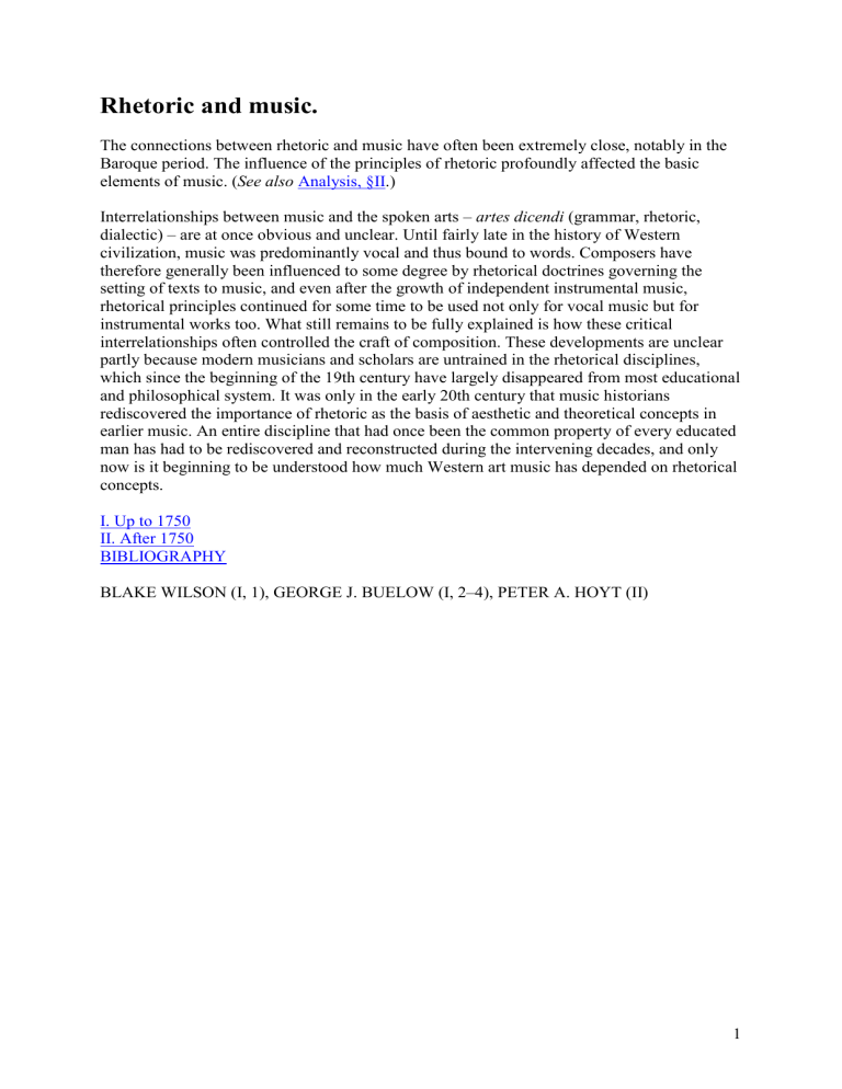 Rhetoric and Music: Historical Connections