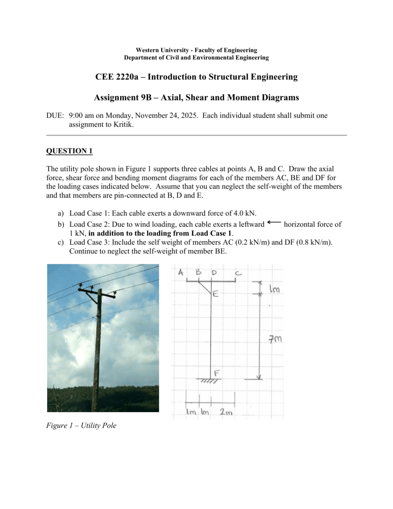 CEE 2220a Structural Engineering Assignment 9B: Axial, Shear, Moment ...