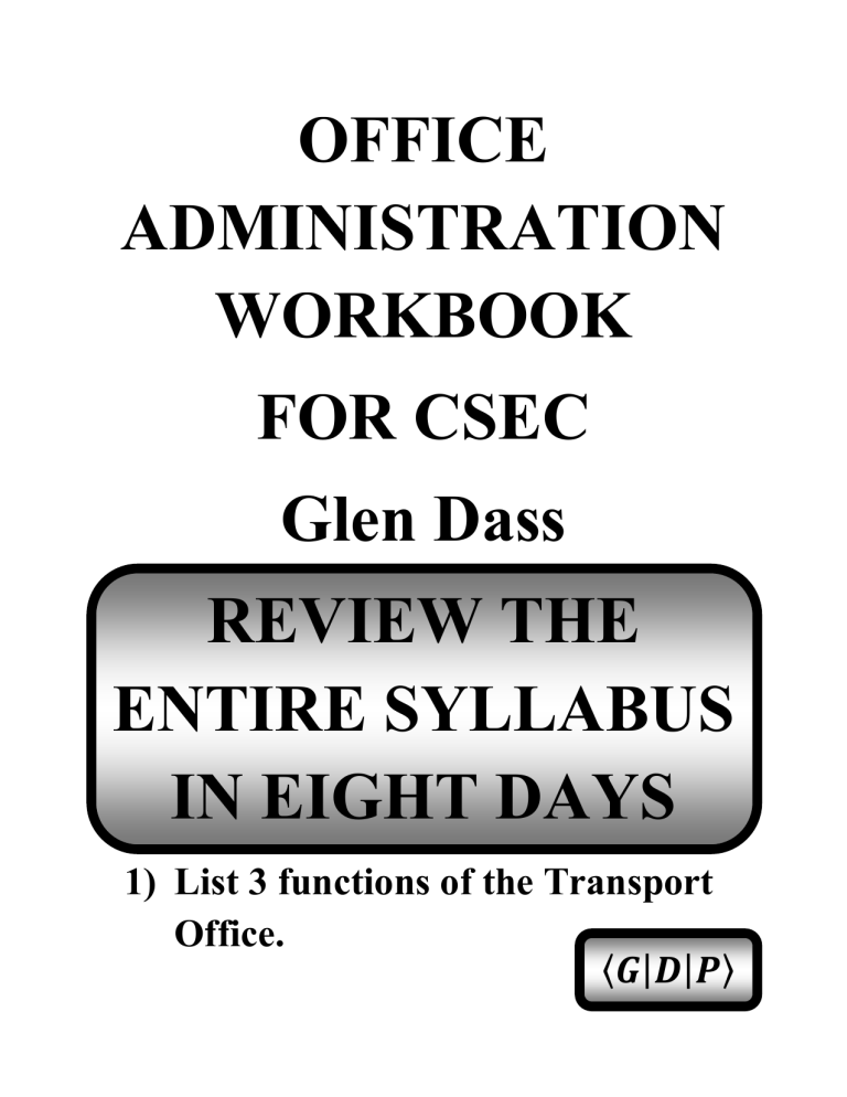 Office Administration Workbook for CSEC | Syllabus Review